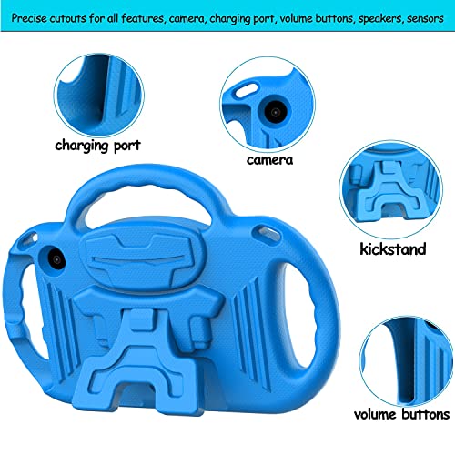 LTROP All-New Fire 7 Tablet Case (12th Generation, 2022 Release), Fire 7 Tablet Case for Kids, with Shoulder Strap, Shockproof Child-Proof Bumper Cover Case for Fire 7 2022 Tablet (7” Display), Blue