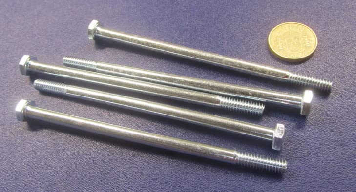 Grade 5 Zinc Steel Hex Bolts RH PT 1/4"-20 x 5.00" Length 50 pcs