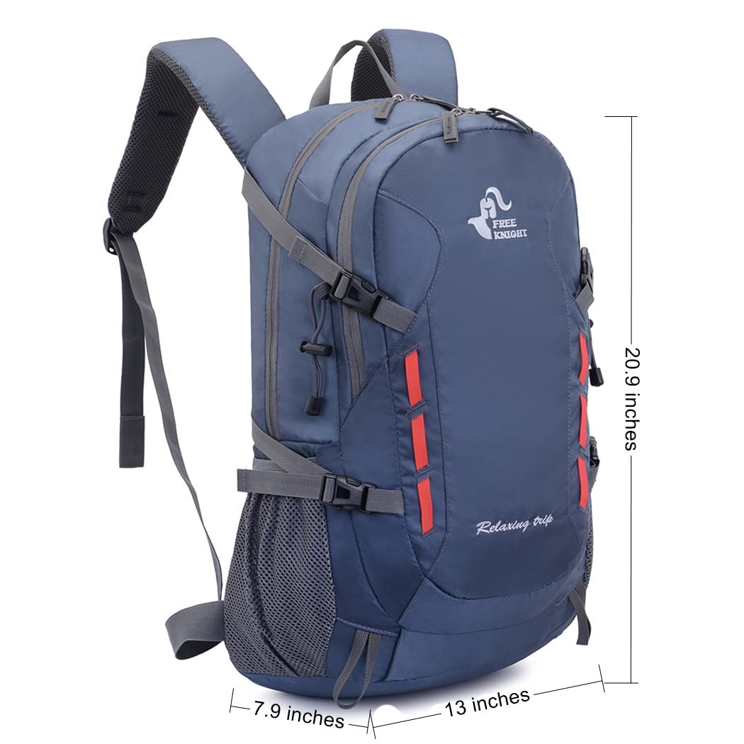 Bseash 40L Waterproof Hiking Camping Backpack,Outdoor Sport Lightweight Daypack Travel Bag for Mountaineering Skiing Climbing Cycling (Navy Blue)