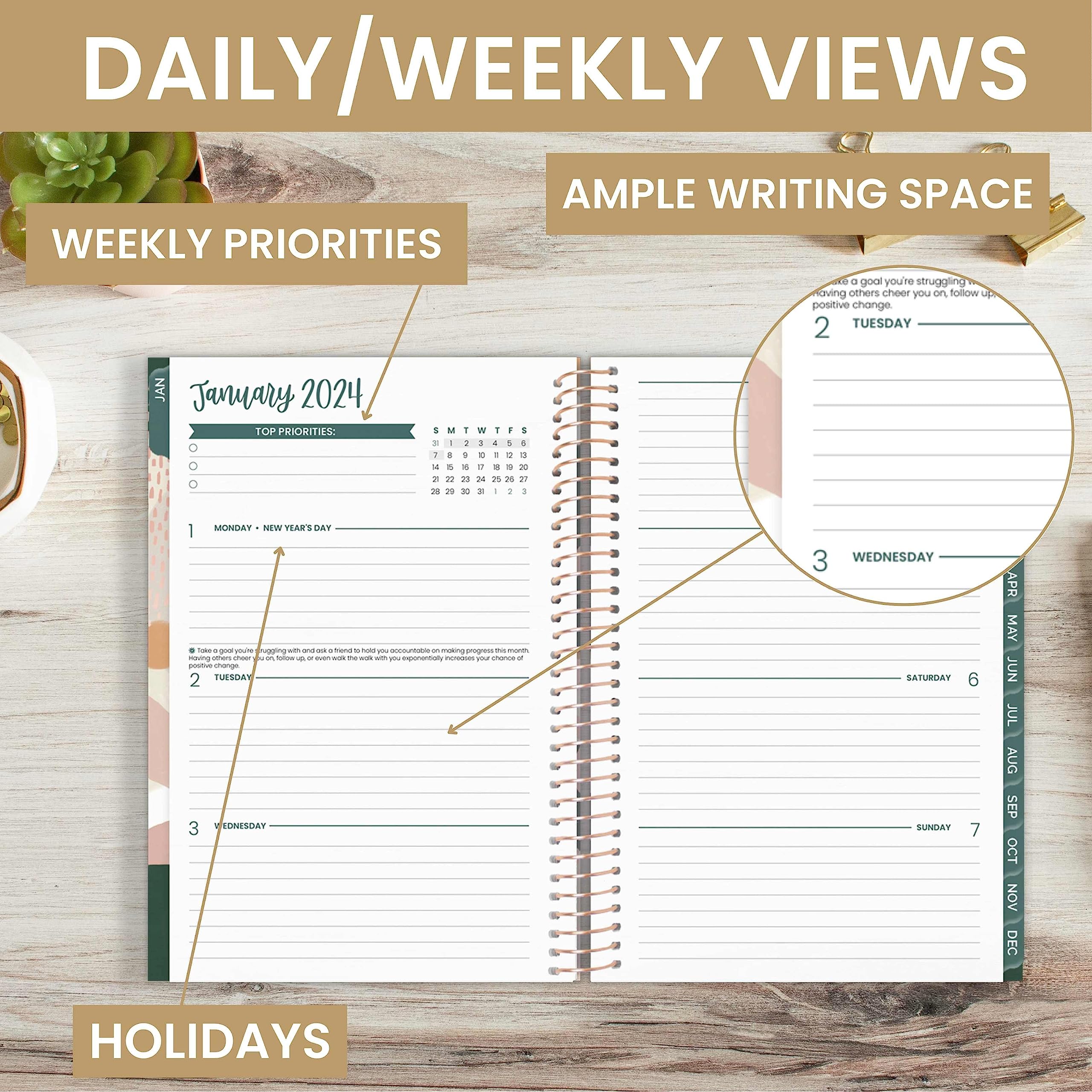 bloom daily planners 2024 Calendar Year Day Planner (January 2024 - December 2024) - 5.5” x 8.25” - Weekly/Monthly Agenda Organizer Book with Stickers & Bookmark - Make Today Count