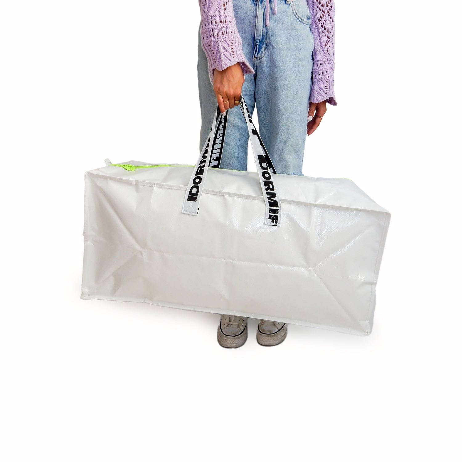 Dormify Storage Duffle Bag | White | Heavy Duty Moving Bag | Laundry Bag | Travel Bag | Waterproof with Comfortable Straps | Dorm & College Essentials | 2 Pack