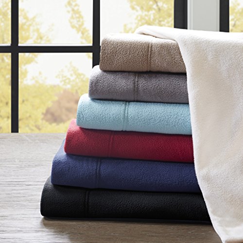 Peak Performance 3M Scotchgard Micro Fleece Wrinkle and Stain Resistant, Soft Plush Sheets with 14" Deep Pocket Cold Season Cozy Bedding-Set, Matching Pillow Case, Queen, Mink (SHET20-729)
