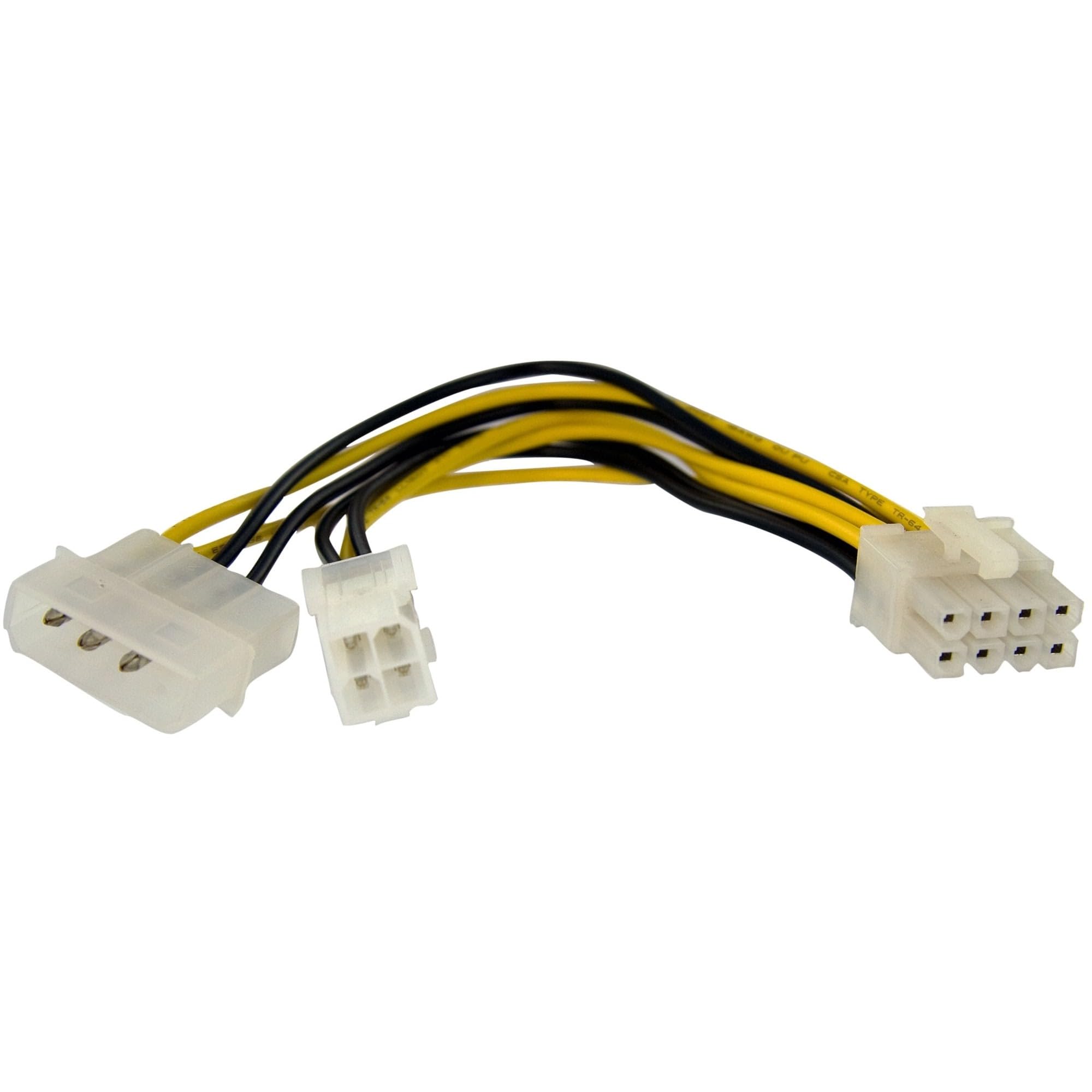 StarTech.com 6 Inch 4 Pin to 8 Pin EPS Power Adapter with LP4 - F/M - ATX to EPS Power Adapter (EPS48ADAP), Black