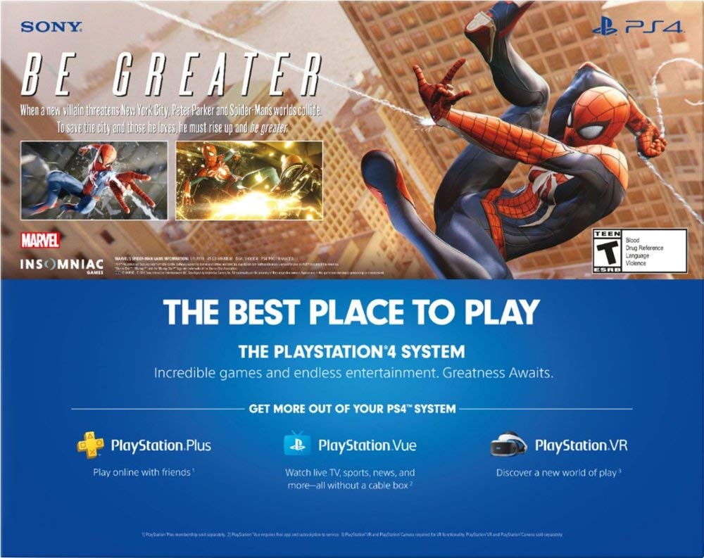 Newest Bundle-PlayStation 4 slim 1TB Console with Marvel's Spider-Man and Assassin's Creed Odyssey Deluxe Edition - Jet Black