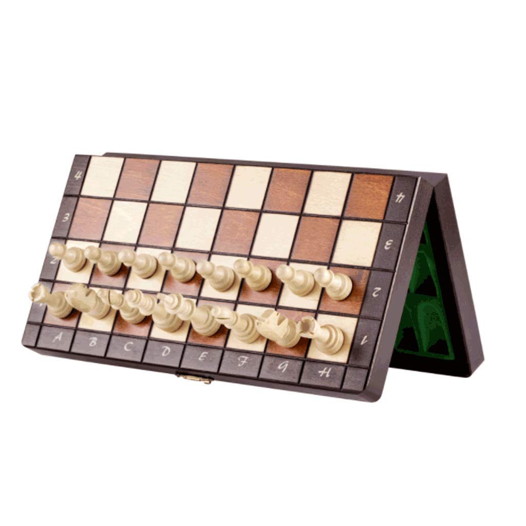 Classic Chess Set with 10.6" Large Folding Wooden Game Board Crafted Chesspiece Storage Slots for Adults and Kids Chess Set