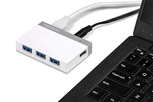 TRENDnet 4-Port USB 3.0 Ultra-Mini Hub, 1M (3ft. USB 3.0 Cable), Up to 5Gbps, Power Adapter Included, Plug &Play, Backwards Compatibility with USB 2.0/USB 1.1, TU3-H4