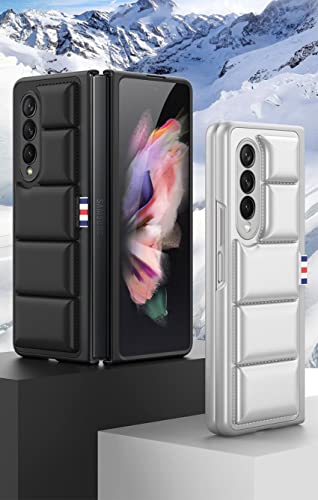 SHIEID Samsung Z Fold 3 Case, Fold 3 Case Leather, Air Vest Phone Case Galaxy Z Fold 3 Case Compatible with Samsung Galaxy Z Fold 3 5G, Silver