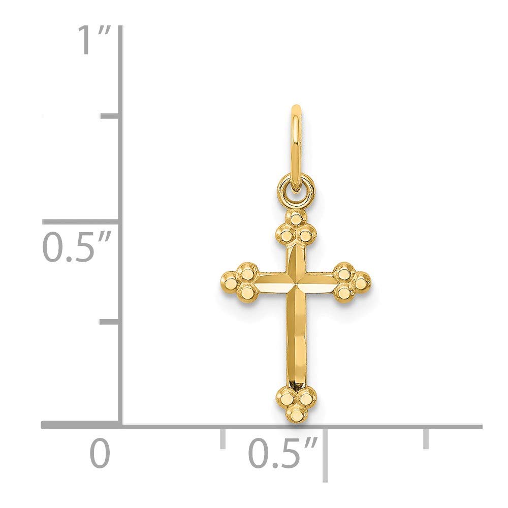 BillyTheTree Jewelry 14K Yellow Gold Small Shiny-Cut Budded Cross Pendant