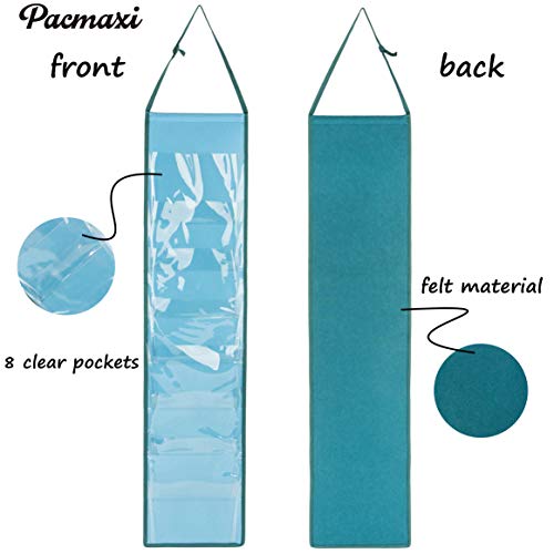 PACMAXI Hanging Headband Holder For Women, Headband Storage Organizer, Hairband Rack Holder With 8 Clear Pockets Container, Headband Storage Holder for Girls With Two Piece Set (blue)