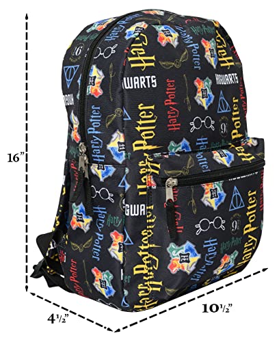 Harry Potter 16" Laptop Backpack Bag Hogwarts Crest All Over Print Cargo