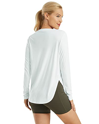 G4Free Women's UPF 50+ Sun Protection Long Sleeve Workout UV Shirts for Outdoor Gym Quick Dry Hiking Tops(White,M)