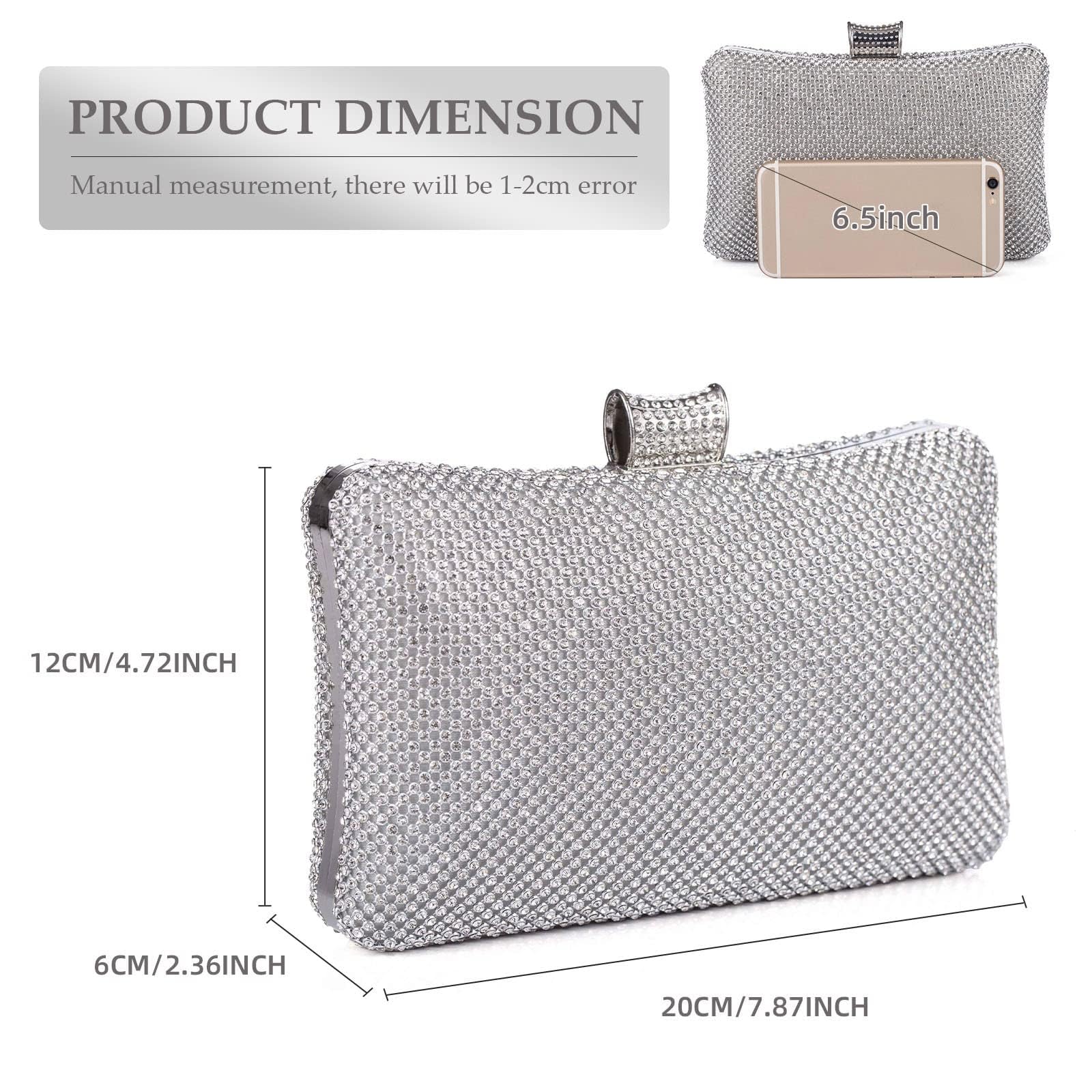 Pinprin Ladies Sparkly Rhinestones Evening Clutches Women's Crystal Diamante Evening Bag Prom Wedding Handbag Party Purse (B-Gold)