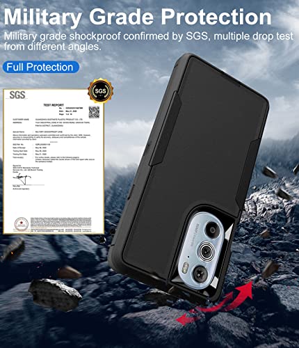 Dahkoiz for Motorola Edge Plus(2022) Case, Moto Edge Plus 5G UW 2022 Case with Dust-Proof Cap, Full Body Protection Silicone Rubber Cover Phone Case for Motorola Edge Plus(2022), Black