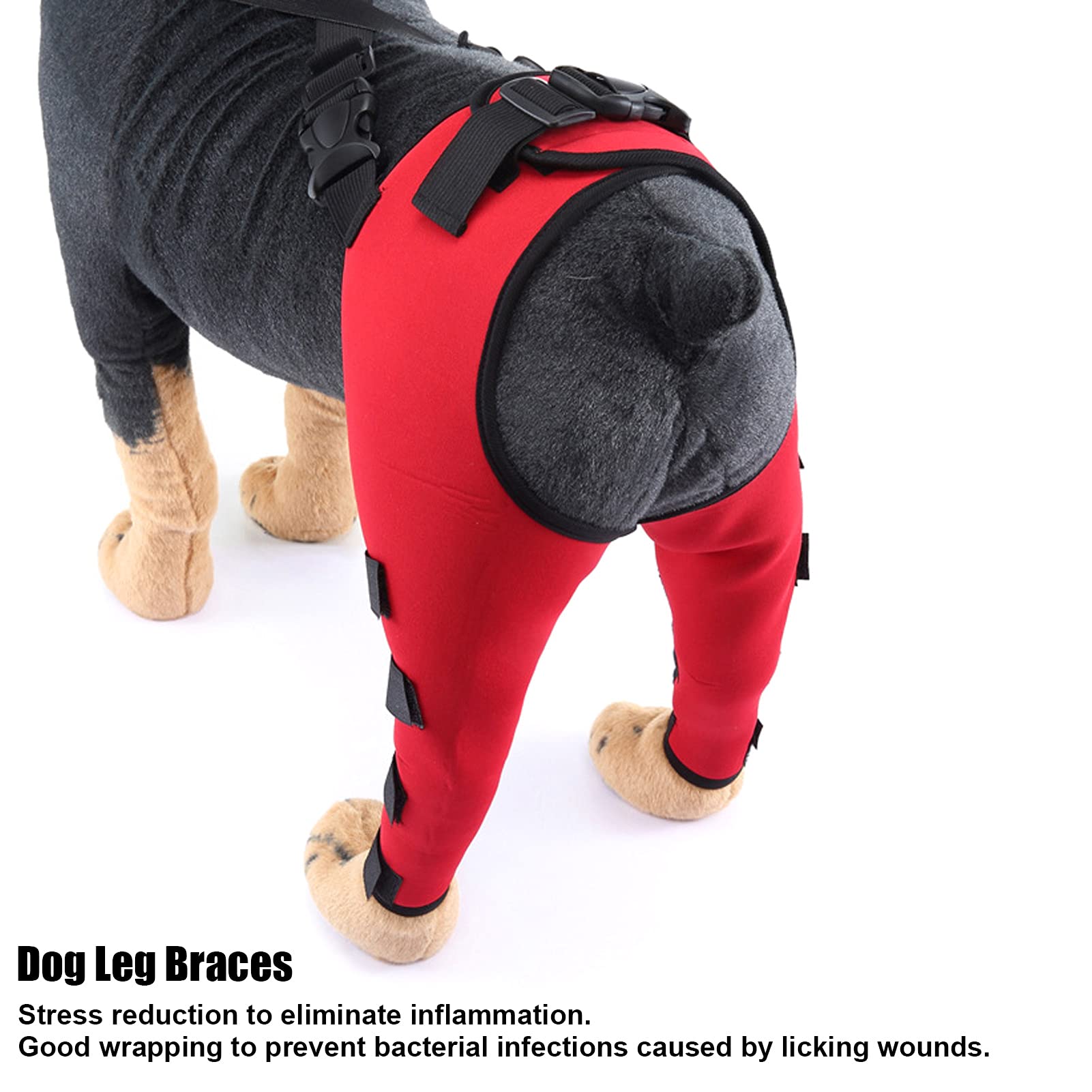 GLOGLOW 1 Pair Dog Hind Leg Braces, Dog Rear Leg Hock Wraps Canine Elbow Protector for Ligament Injuries Sprains(Red L) Boots