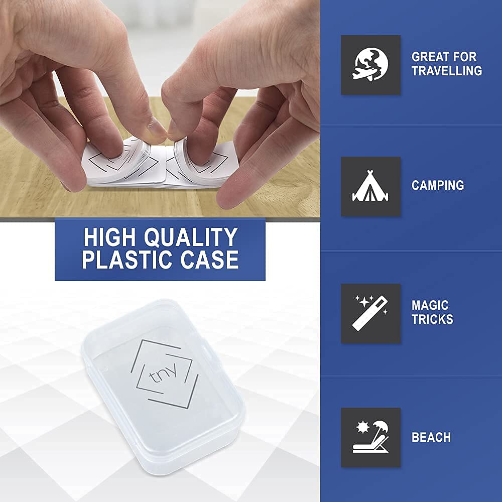 tny 2 - Ultra Mini Waterproof Playing Cards with Custom Plastic Case, Full Card Deck of Cards with Minimalistic Modern Design, Truly Mini Playing Cards for Cardistry, Board Games, Throwing, Casinos