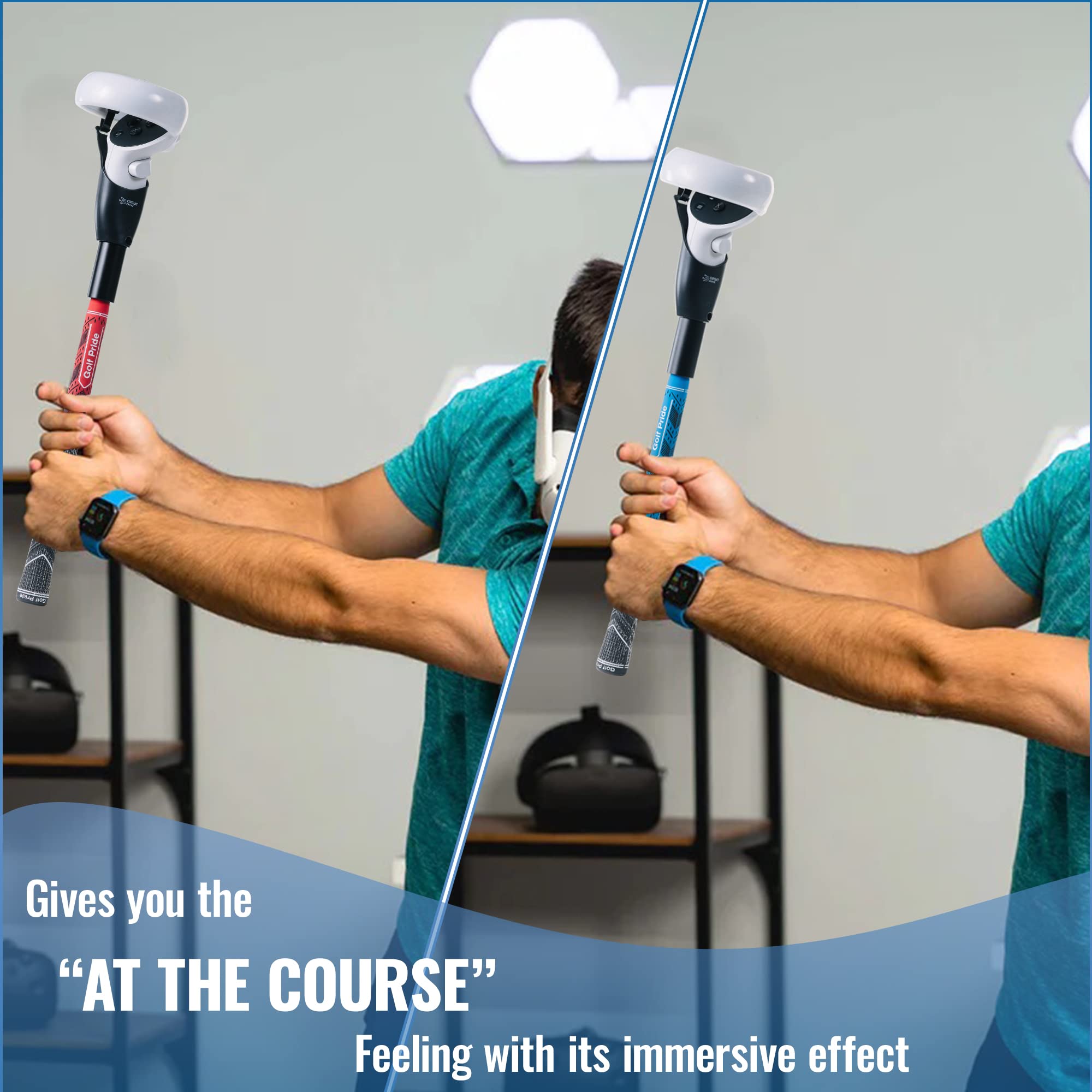 Circuit Crave Dual VR Golf Club Accessories Compatible with Oculus Meta Quest 2 Controllers - Left and Right Silicone Golf Club Grips, Virtual Reality Golf Simulator Real Golf Game Experience