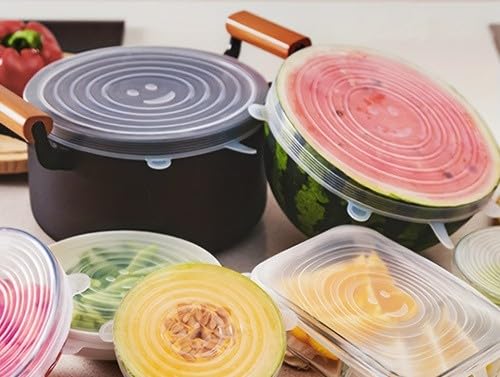 COZY HOME Silicone Lids For Food And Bowls, 6 Pcs Premium Stretch Silicone Lids For Food Storage, 6 Sizes Reusable Stretch Eco Lids For Food And Bowls White