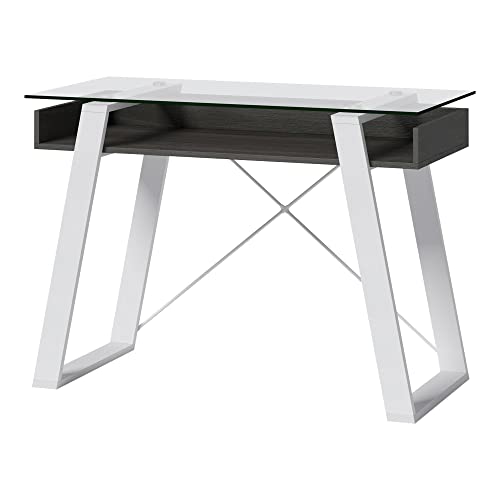 Elle DƩcor Lara 42"W Writing Desk, Cool Gray/Snow White