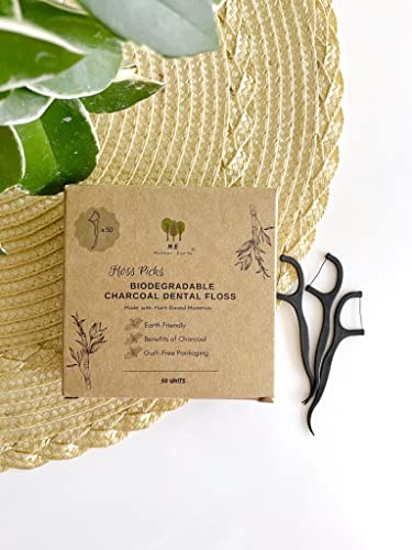 Me Mother Earth Vegan Dental Floss Picks (200 Count) โ Natural | Sustainable | Eco Friendly | Charcoal Dental Flossers for a Zero Waste Oral Care
