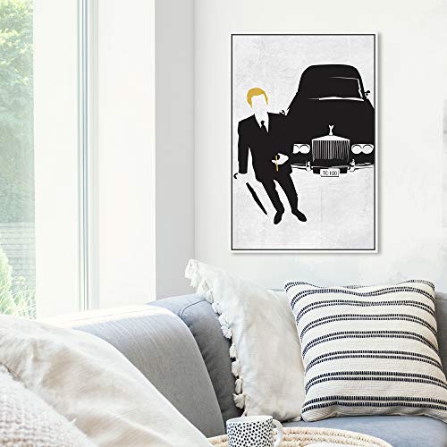 Hatcher and Ethan Transportation Wall Art Framed Canvas Prints 'Thomas Crown' Automobiles Home Décor, 20" x 30", Black, White