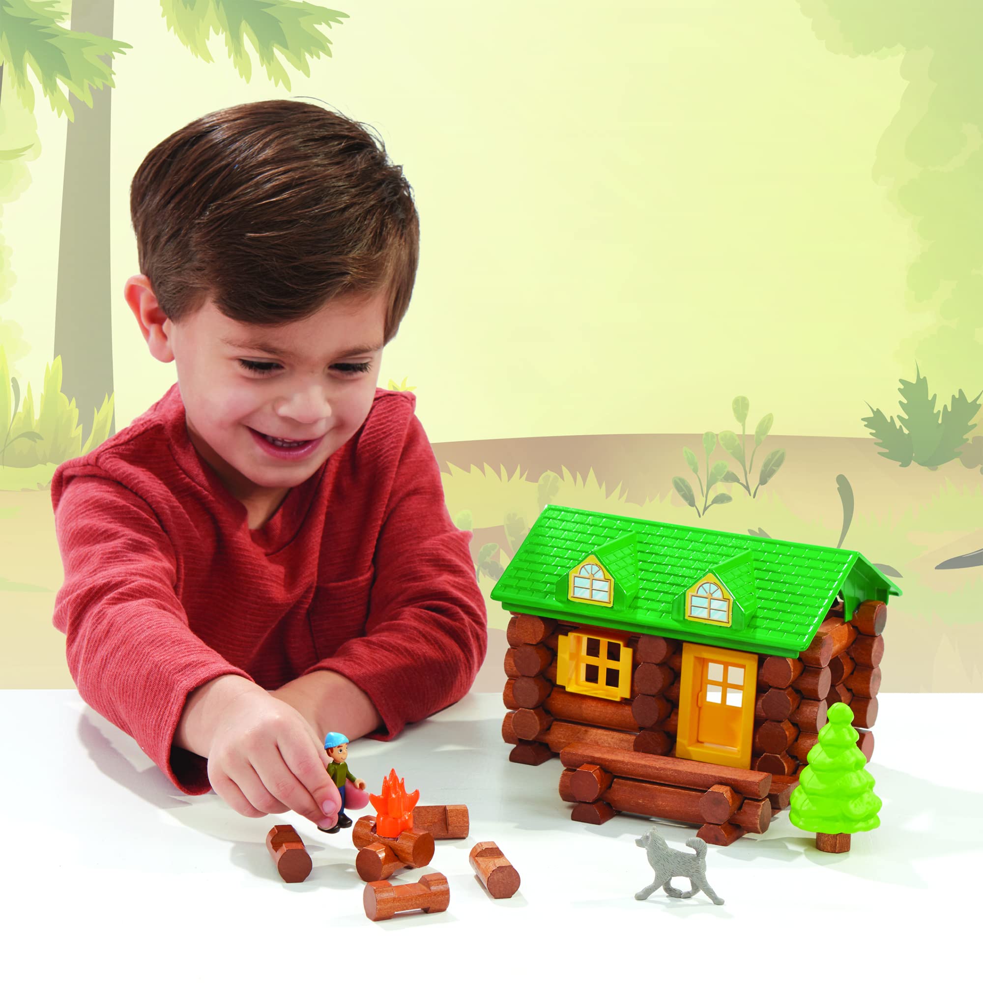 LINCOLN LOGS-On The Trail Building Set-59 Pieces-Real Wood Logs - Ages 3+ - Best Retro Building Gift Set for Boys/Girls-Creative Construction Engineering-Top Blocks Game Kit - Preschool Education Toy