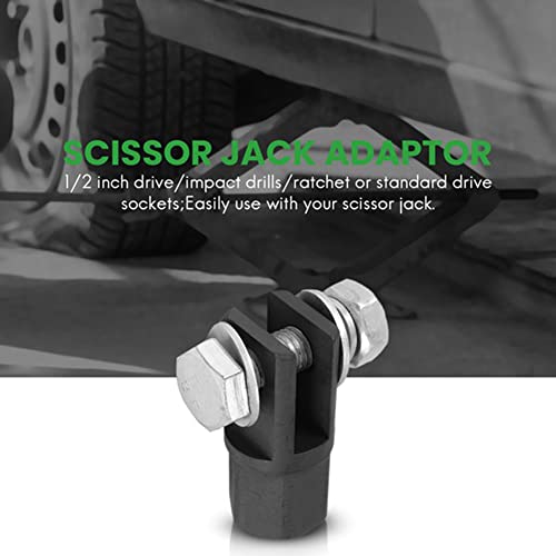 Guddla 2 Pcs Scissor Jack-Adaptor Black Metal 1/2 Inch for Use with 1/2 Inch Drive or Impact Wrench Tools IJA001
