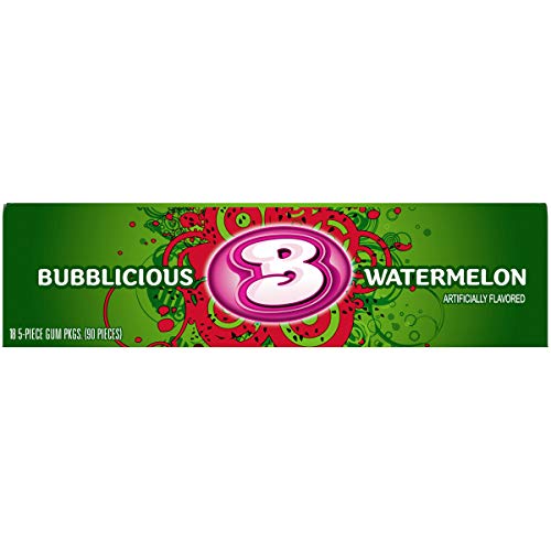 Bubblicious Watermelon Gum, 18 Packs of 5 Pieces (90 Total Pieces)
