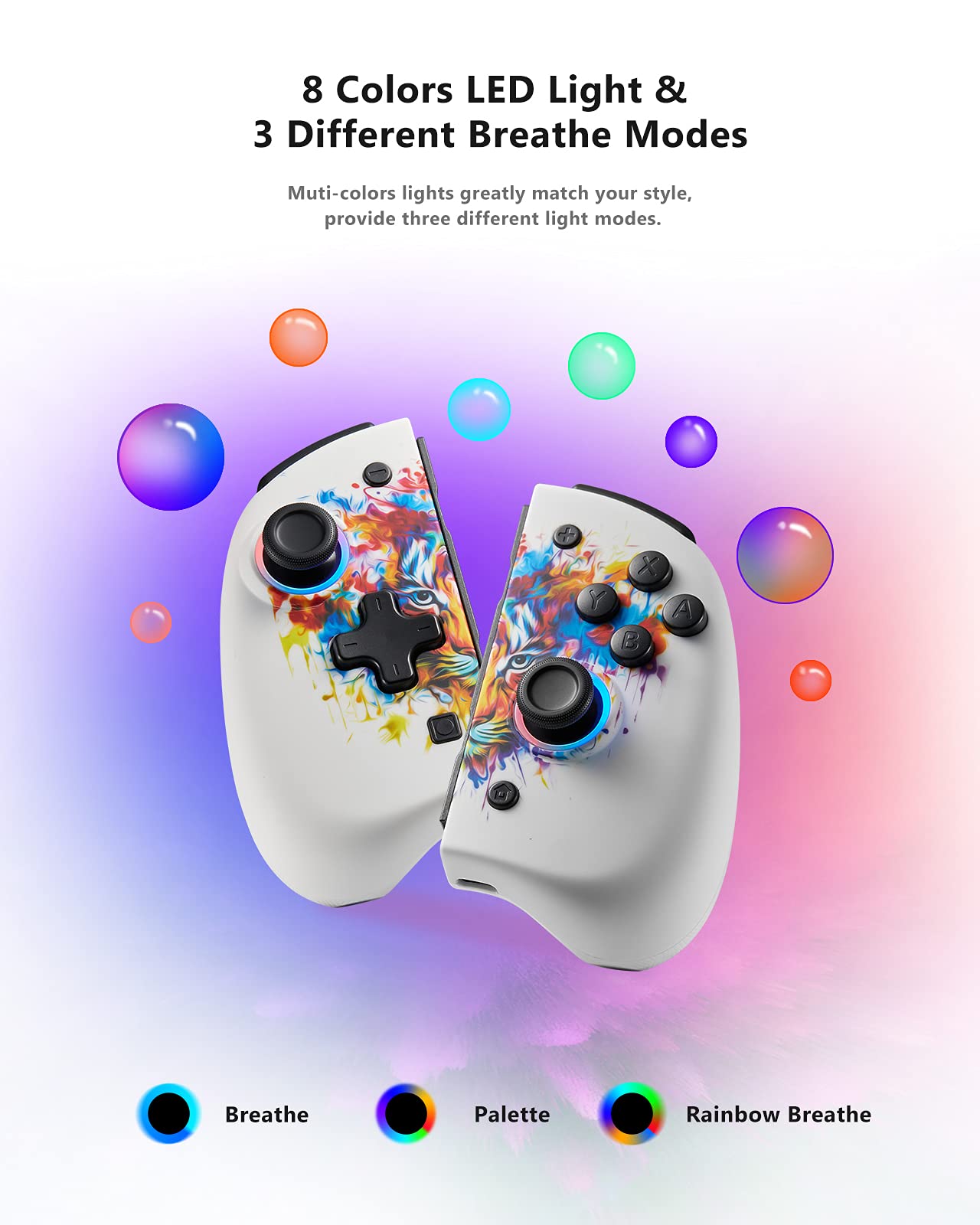 binbok Joy Pad Controller for Switch/OLED, Joy Con Replacement Switch Controller 8 Colors Adjustable LED Joypad Controller with Back Map Button/Turbo/Motion Control(Year of the Tiger Limited Edition)