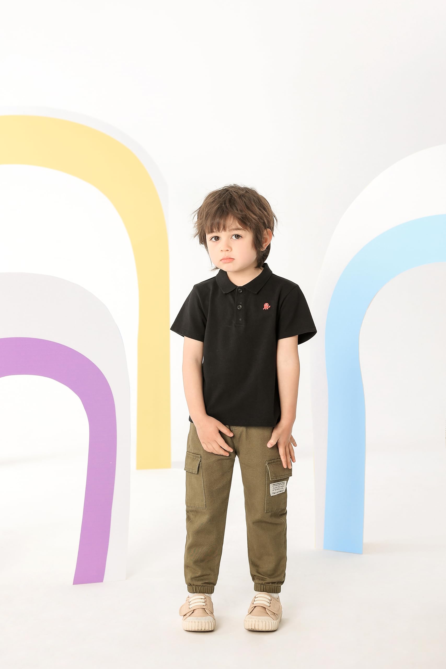 Feidoog Toddler Baby Boys 2 Pack Sweatpants Solid Cotton Elastic Waist Trousers Active Jogger Pants,Green+Coffee,3-4T