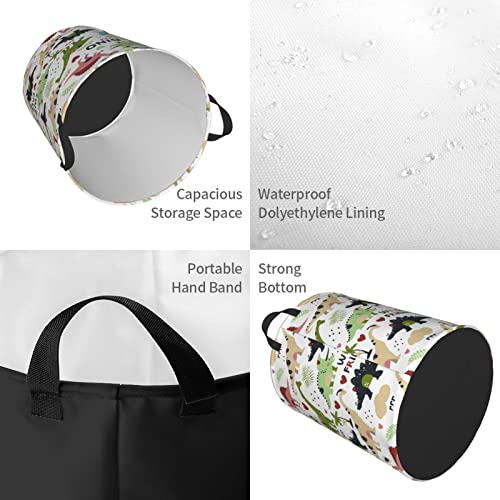 Dinosaur Circular Storage Bin Organizer Laundry Hamper Round Basket For Blanket, Toys, Dirty Clothes In Living Room, Bathroom, Bedroom
