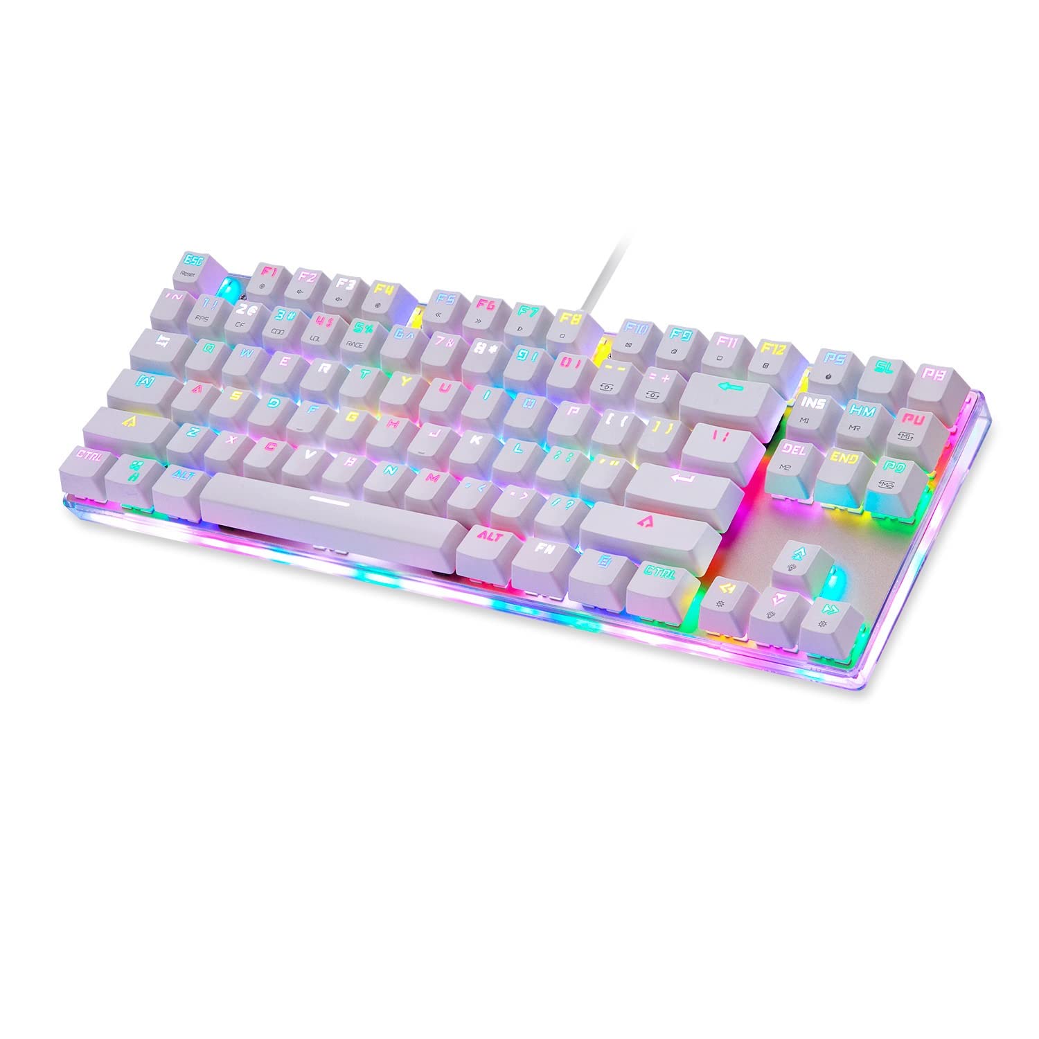 Feilx Mechanical Keyboard Red Blue Switch 87 Key Backlit Mechanical Gaming Gaming Keyboard for PC/Mac Gamer, Typist (Color : White)