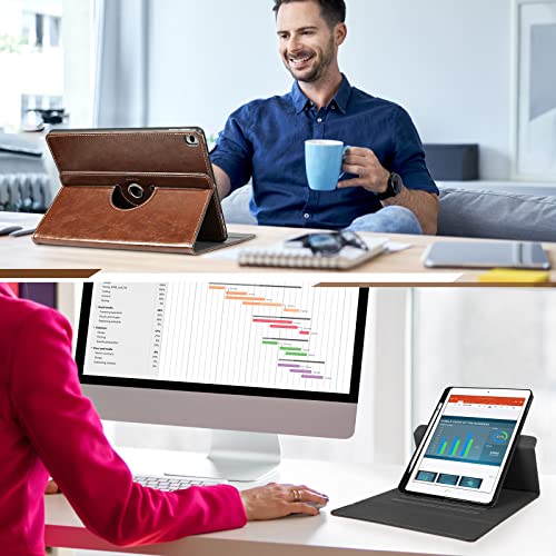 Compatible with New iPad 9th/8th/7th Generation Case 10.2'', KUAELEN Protective iPad 10.2 inch Case with Soft TPU Back, with 360 Degree Rotatable Stand -Brown