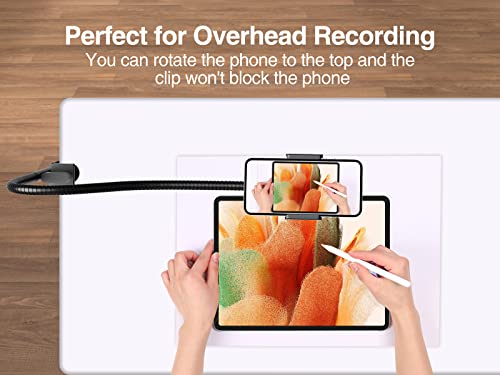 elitehood Aluminum Gooseneck Phone Holder for Bed [360° Swivel Tilt Rotation] - Long & Flexible Bed iPhone Holder, Overhead Cell Phone Mount Stand for Desk, Compatible with 4-7’’ Cellphone