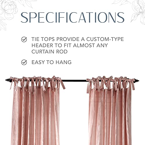 Elrene Home Fashions Korena Tie-Top Crushed Velvet Window Curtain Panel, Rustic-Chic Curtain Panel for Living Room or Bedroom, 52 Inches by 95 Inches, Blush, 1 Panel