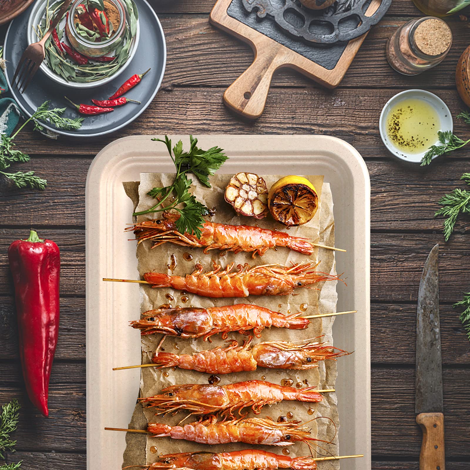 BangShou 14 Inch Disposable Food Trays, 10 Pack 100% Biodegradable, Heavy-Duty Food Crawfish Trays, Compostable Plates Extra Large Paper Plates For Crawfish, BBQ, Party, Serving Platter