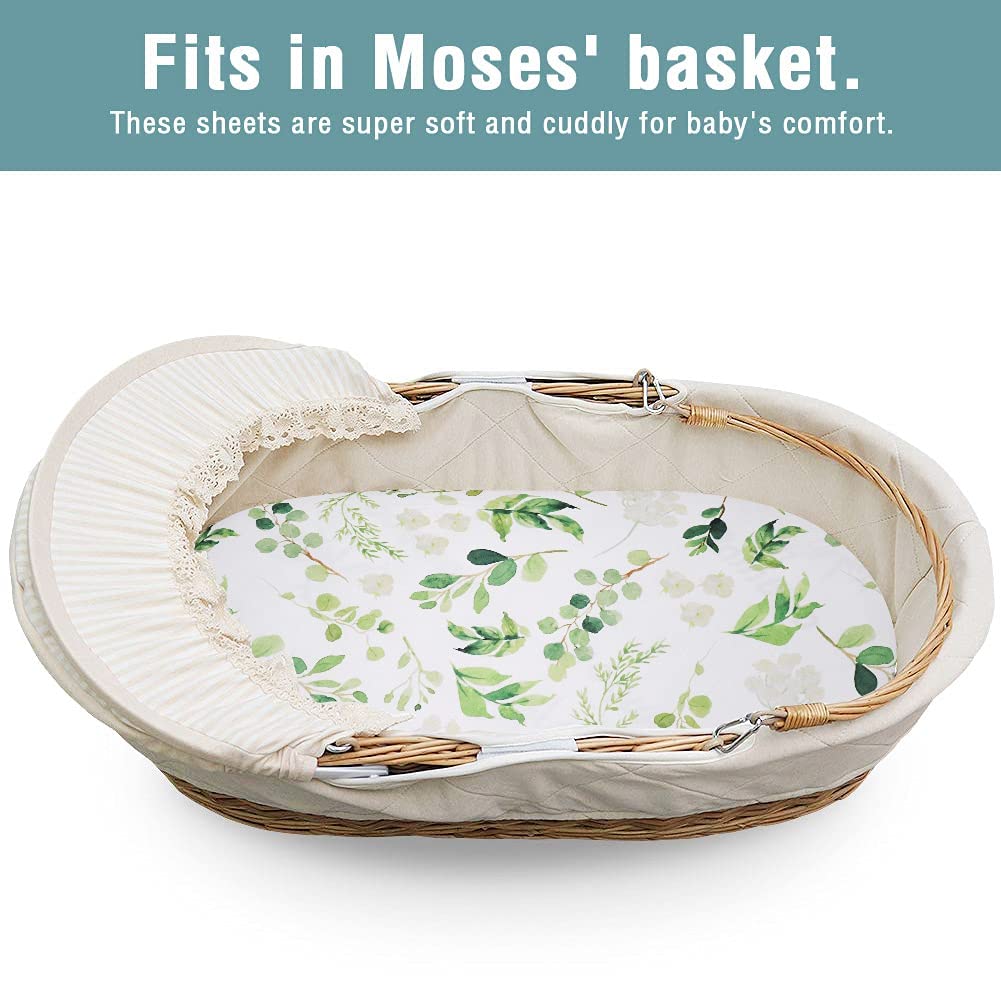 Green Leaves Crib Sheet and Changing Pad Covers,Bassinet Sheet