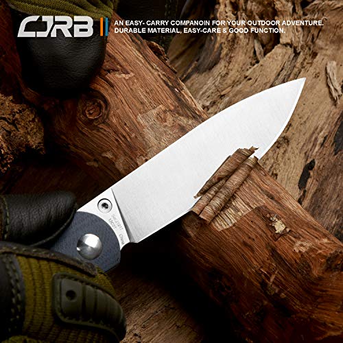 CJRB Folding Pocket Knife Ria(J1917), Small Tactical Knife with 0.1β 12C27 Blade and Micarta Handle for EDC Outdoor, Camping, Survival, Hunting, Fishing,Blue