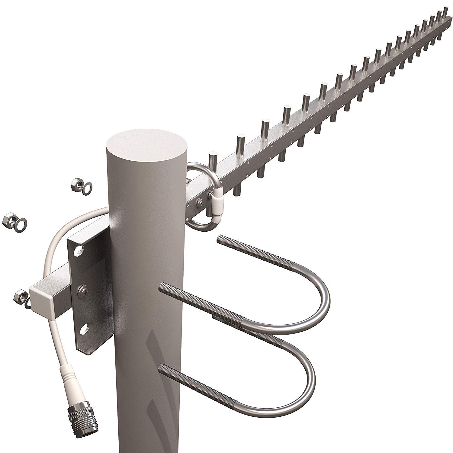 Tupavco TP513 Yagi WiFi Antenna 2.4GHz (17dBi) Outdoor Directional Signal (H:25° V:24°) Long Distance Range (High-Gain Weatherproof) Wireless Network (Pole Mount) N-Female Pigtail Connector