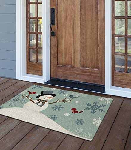 Brumlow MILLS Snowman Songs Holiday Decorative Christmas Celebration Area Rug for Front Door, Entryway, Kitchen or Bedroom Mat, 2'6" x 3'10", Teal