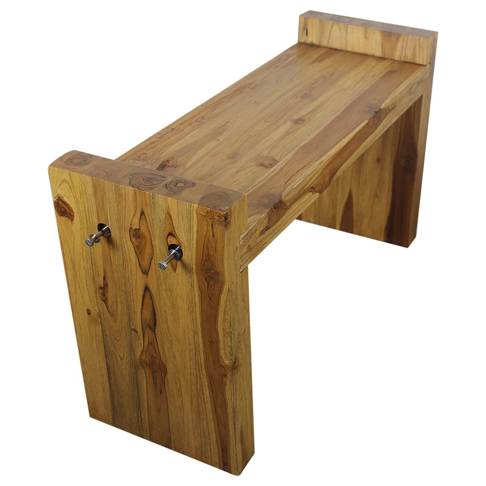 HaussmannĀ® Teak Block Bench 36 x 12.5 x 20.5 inch High KD Oak Oil