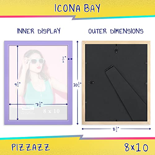 Icona Bay 8x10 Picture Frame, Purple Colored Solid Wood Scandinavian Style Frame for Photo, Pizzazz Collection