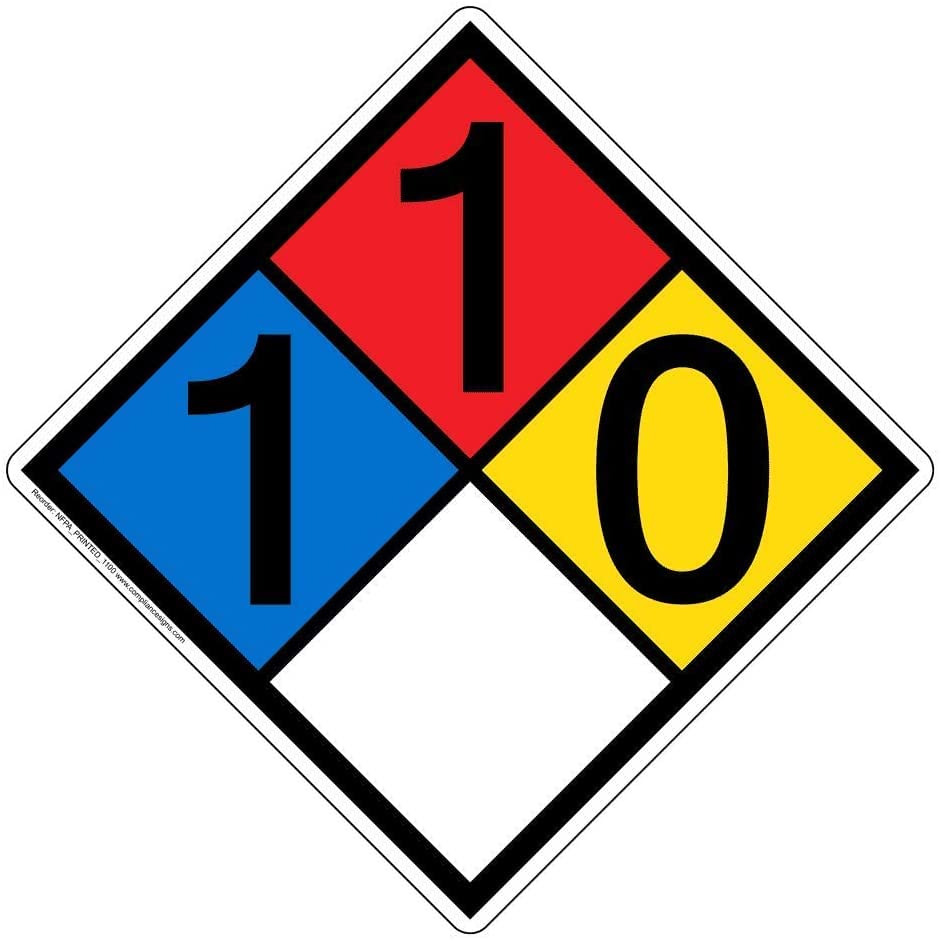 ComplianceSigns.com 12"x12" Aluminum NFPA 704 1-1-0-0 Hazard Diamond Placard, Made in USA