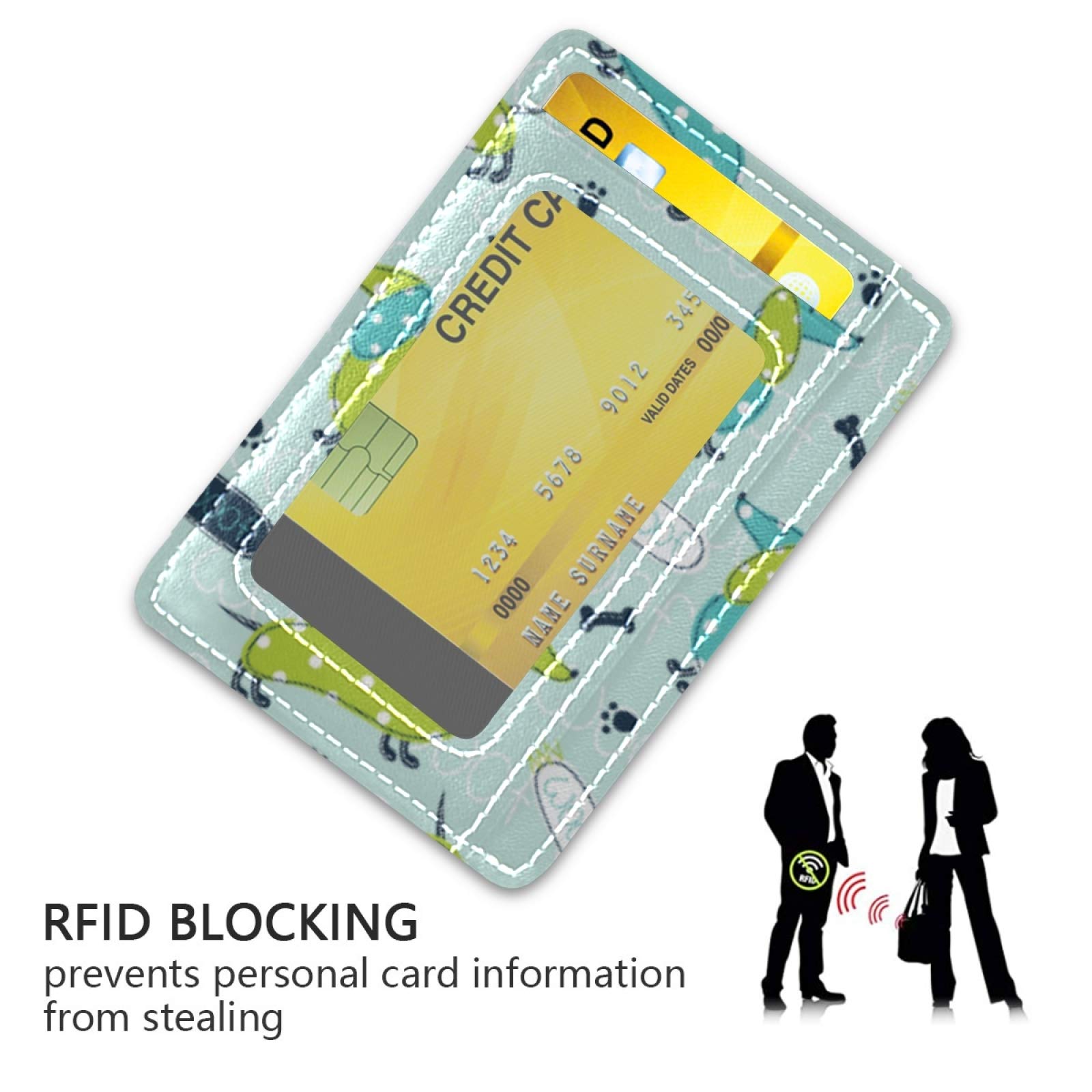 Linomo Thin leather Card Holder and Money Clip Cute Dachshunds Dog Wallet RFID Blocking for Men & Women