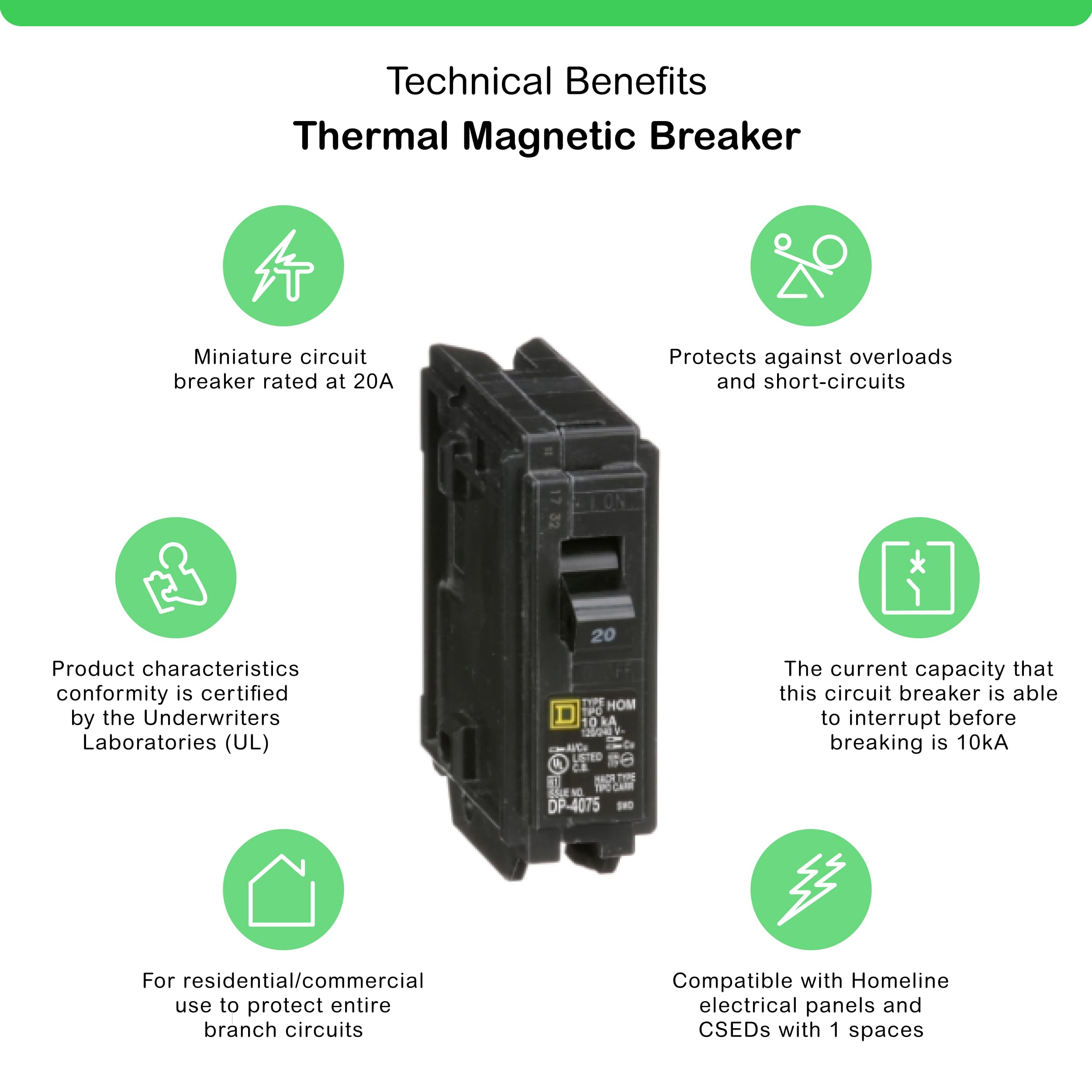 Square D by Schneider Electric HOM120CP Homeline 20 Amp Single-Pole Circuit Breaker