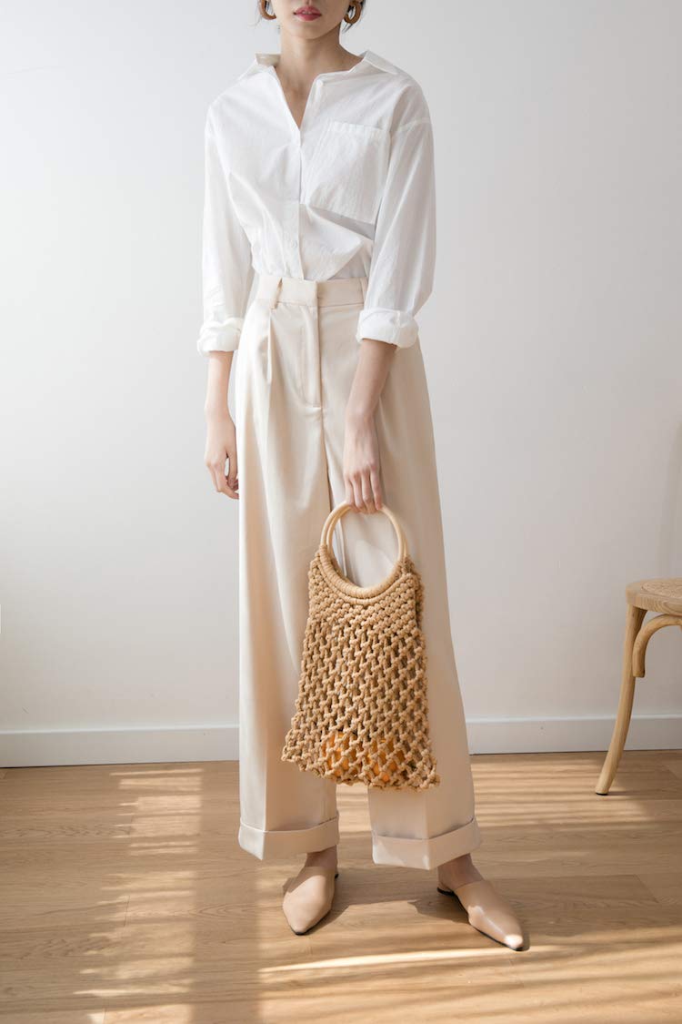 Nice Pies Summer Straw Beach Bag Handmade Cotton Rope Woven Handbags Fishing Net Storage Bag…