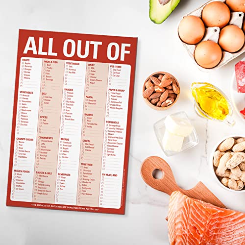 Knock Knock All Out Of Grocery List Pad (Red / Original) - All Out of Pad List & Magnetic Note Pad With Magnet, 6 x 9-inches