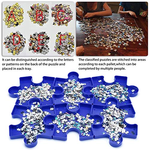 BTSKY Stackable Sorting Trays with Lid, 6 Trays Jigsaw Puzzle Sorters Puzzle Storage Box for Puzzles Up to 1500 Pieces Puzzle Gift for Puzzlers Blue