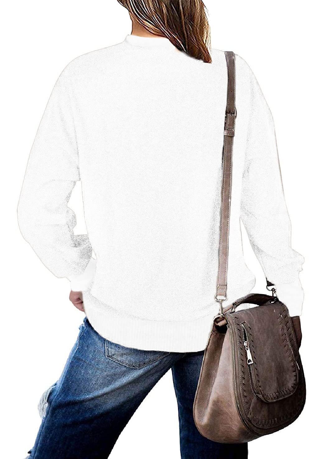 BEUFRI Sweatshirts for Women Crew Neck Long Sleeve Tunic Shirt Tops for Legging Purple S