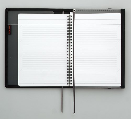 Kokuyo Systemic Cover Notebook, with One A5 (5.8" X 8.3"), B 6mm Ruled, 28 Lines, 50 Sheets, Twin Ring Edge Title Notebook, Black, Japan Import (NO-685B-D)