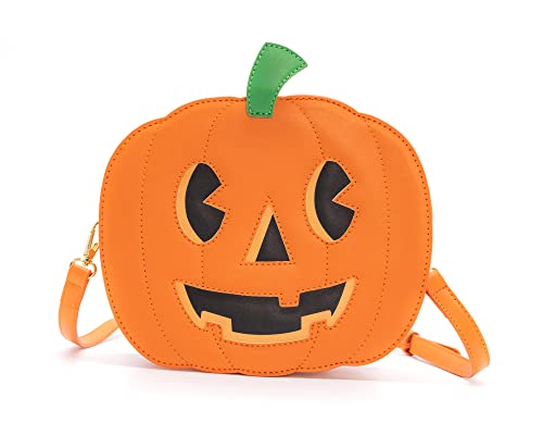 Bewaltz PU Leather Adjustable Strap and Zipper Closure Virtual Pet Novelty Bag - Holiday (Jack-O-Lantern)